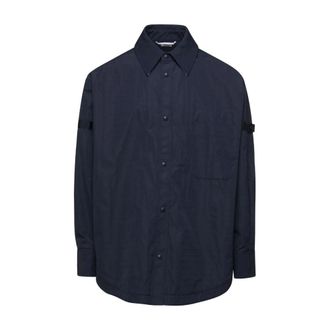Thom Browne Oversized Hemdjacke mit Druckknopfleiste - - Shirts - Herren - Blau - XL