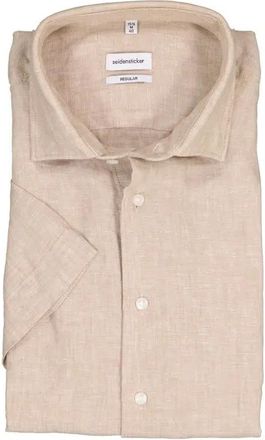 Seidensticker Seidensticker Herren Kurzarmhemd beige Leinen