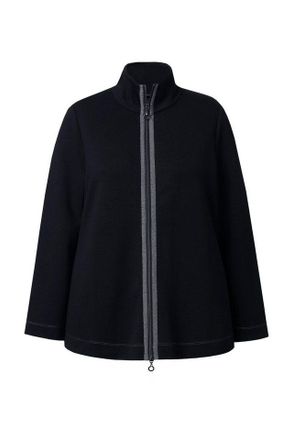 Ulla Popken Sweatjacke Sweatjacke Stehkragen 2-Wege-Zipper Glitzerband