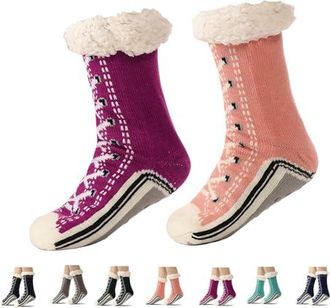 Generic Chaussettes ultra &eacute;paisses en cachemire pour femme, chaussettes &eacute;paisses en polaire douce et confortable avec poign&eacute;es, 2 pi&egrave;ces B., Taille unique