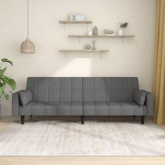 vidaXL Schlafsofa 2-Sitzer mit 2 Kissen Hellgrau Stoff - Vidaxl