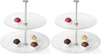 Leonardo Etagere Pralina, 2-St&ouml;ckig, rund, klares Strukturglas, 024610 (Packung mit 2)