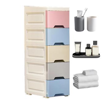 Generico Hoher Aufbewahrungsschrank f&uuml;r K&uuml;che mit Rollen: Aufbewahrungsschrank mit vertikalen Regalen, 5 Ebenen, f&uuml;r das Badezimmer