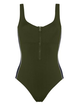 Eres maillot de bain zipp&eacute; Tribune &agrave; rayures lat&eacute;rales - Vert