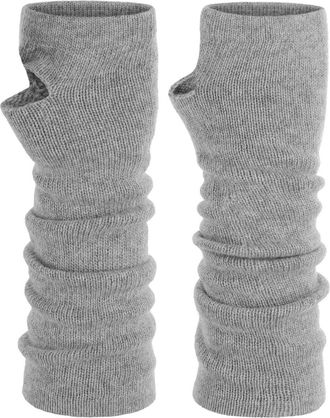 Roeckl Stulpen mit Kaschmir Armstuplen Handschuhe Strickhandschuhe Halbhandschuhe (One Size - hellgrau)