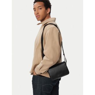 Calvin Klein Umh&auml;ngetasche Calvin Klein Emblem Aop Coated Small Flap Mes LV04D3396G Schwarz