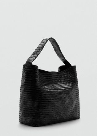 Mango Sac seau tress&eacute; taille moyenne noir - Femme - Taille unique - MANGO