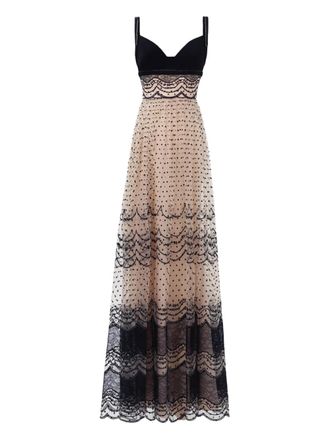 Gemy Maalouf Besticktes Maxikleid mit Herzausschnitt - Nude