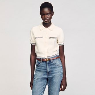 Sandro Ceinture en cuir &agrave; boucle fantaisie