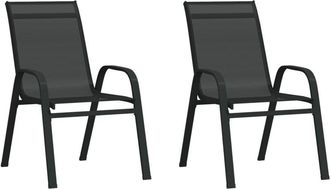 vidaXL Vidaxl - Stapelbare Gartenst&uuml;hle 2 Stk. Schwarz Textilene
