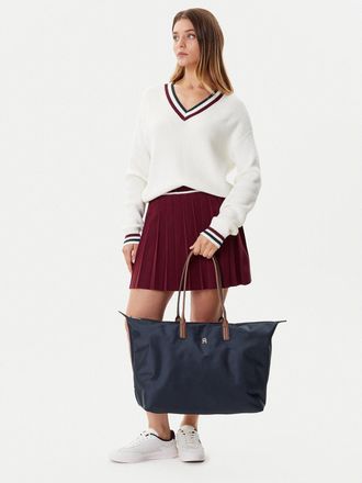 Tommy Hilfiger Handtasche Tommy Hilfiger Popette Maxi Tote AW0AW17996 Dunkelblau