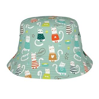 Generic Personnalisé Chapeau de Plage Motif de Chat Mignon Chapeaux de Visière Unisex Extérieur Casquette pour Randonnée Adultes Été