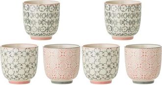 Bloomingville Cozy Becher 3er Set, Keramik, 3 St&uuml;ck (2er Pack), 3, Grau,rosa