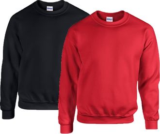 Gildan 2er Herren Sweatshirt Heavy Blend Sweat M L XL 2XL 3XL 4XL 5XL in verschiedenen Farbsets & HLKauf-Block (1x Schwarz, 1x Rot & 1x HLKauf-Block, XXL)