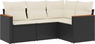 vidaXL Set Divani Da Giardino 4 Pz Con Cuscini Nero In Polyrattan - Vidaxl