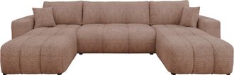 Mirjan24 Wohnlandschaft Furyn U Boucle, Ecksofa mit Schlaffunktion und Bettkasten, U-Form Couch, symmetrisches Polstersofa, Eckcouch (Coral 45)
