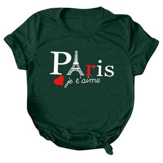 Generic Tunique d&eacute;contract&eacute;e &agrave; manches courtes et col rond pour femme pour la Saint-Valentin 2026, Vert, XXL