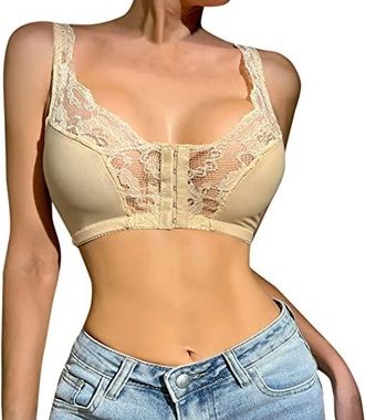 Generic Soutien-gorge sexy en dentelle sans fil pour femme Taille S 6XL Grande taille 2026, beige, 5XL