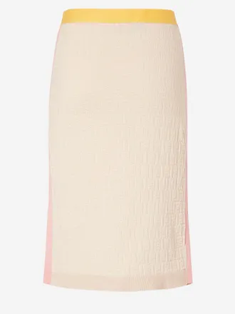 Fendi Womens Skirt Cotton And Silk, Beige