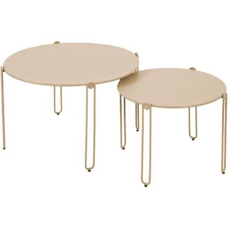 Oviala Lot de 2 tables basses gigognes de jardin cr&egrave;me