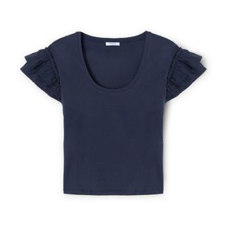 Motivi T-Shirt mit R&uuml;schen&auml;rmeln - - Tops - Damen - Blau - S