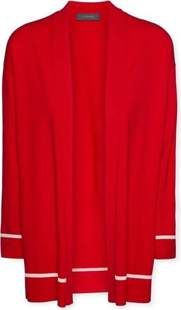 Elena Miro Femme, Pulls, Rouge, Taille: 36 FR Cardigan en maille viscose m&eacute;lang&eacute;e avec d&eacute;tails ray&eacute;s
