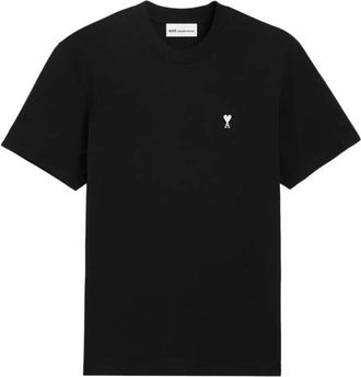 Ami Homme, Tops, Noir, Taille: 2XL T-shirt Logo Brod&eacute;
