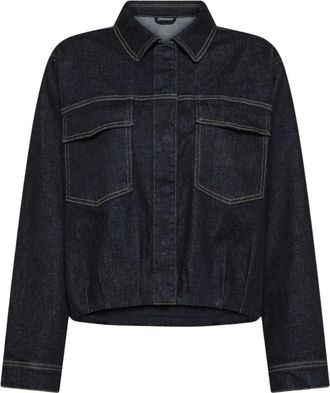 Seventy Femme, Vestes, Bleu, Taille: 38 FR Veste Courte En Denim Et Cachemire Bleu