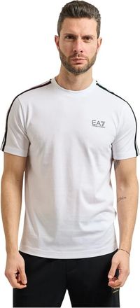 Emporio Armani Homme, Tops, Blanc, Taille: L T-Shirt Col Rond En Jersey De Coton Italian Spirit Emporio Armani EA7