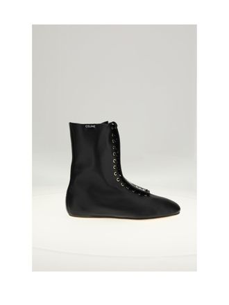 Celine Womens Lace-Up Boot 05 Black Upper: Lambskin (ovis Aries)