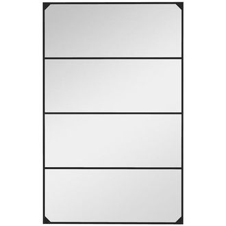 HOMCOM Miroir Mural verri&egrave;re rectangulaire Style Industriel, Horizontal ou Vertical avec 4 Crochets, en m&eacute;tal Noir - 109 x 69 cm