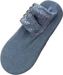 Generico 5 paires de chaussettes &agrave; volants en dentelle de printemps, chaussettes de cheville en coton uni pour femme, Color07, Taille Unique