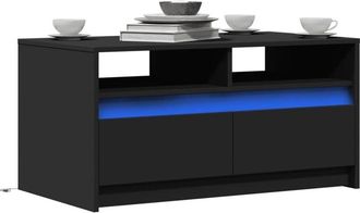vidaXL Table basse avec lumières led noir bois dingénierie Vidaxl