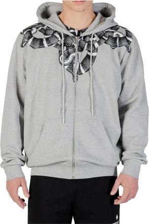 Marcelo Burlon Homme, Sweatshirts et sweats &agrave; capuche, Gris, Taille: XL Sweat zipp&eacute; avec imprim&eacute; serpent