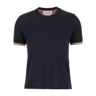 Thom Browne Baumwoll-Rundhals-T-Shirt - - Tops - Damen - Blau - S