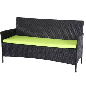Hhg [NEUWERTIG] 3-Sitzer Poly-Rattan Gartenbank Hamar, Sitzbank anthrazit, Kissen gr&uuml;n