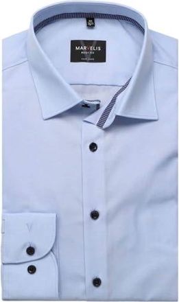 Marvelis Chemise daffaires à manches longues pour homme, coupe ajustée, couleur unie, New York Kent, Bleu clair/13/-, 41