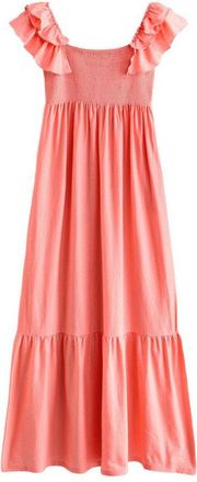 Next Midikleid Midikleid mit Rüschenärmel aus 100 % Baumwolle (1-tlg)