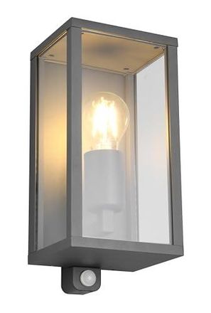 Trio Leuchten Außen Wandleuchte Garonne 201869142, Aluminium Druckguss Anthrazit, Glas klar, exkl. 1x E27, Bewegungssensor