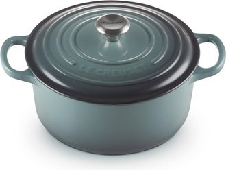 LE CREUSET Le Creuset Signature Gusseisen-Bräter mit Deckel, Ø 22 cm, Rund, Für alle Herdarten und Induktion geeignet, Volumen: 3,3 l, 3,932 kg, Ocean, 211772236
