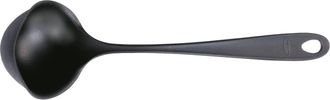 Fiskars Suppenl&ouml;ffel mit tropfsicherem Rand, Essential, Kunststoff, L&auml;nge: 28 cm, Volumen: 100 ml, F&uuml;r Rechts- und Linksh&auml;nder, Schwarz, 1065594