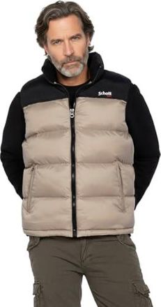Schott NYC Mixte Utahv GILET DOUDOUNE EMPIECEMENT EPAULE SCHOTT, BEIGE, S EU