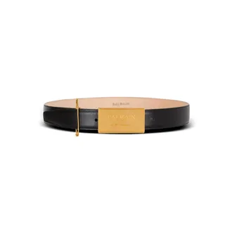 Balmain Ceinture en cuir avec &eacute;pingle &agrave; nourrice - Femme - Accessoires - Noir - Taille: 65 CM