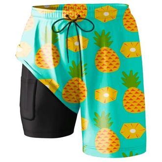 Generic Maillot de bain pour homme avec doublure de compression, couture int&eacute;rieure, short de bain, maillot de bain avec poches, Vert menthe., 5XL