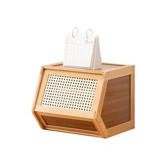 Generic Stapelbarer Bambusschrank for Selberbauen mit Klappt&uuml;r, Moderne Sammlervitrine mit Staubschutzplatte, Robustes ABS-Kunststoffm&ouml;bel, for Flur, Wohnzimm