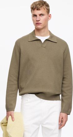 Arket Poloshirt Aus Baumwolle Und Seide -Gr&uuml;n