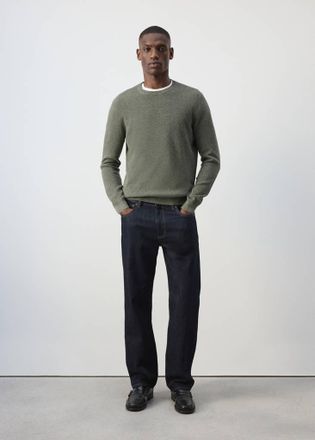 Mango Jersey 100 % coton en maille fine c&ocirc;tel&eacute;e kaki - Homme - XXL - MANGO MAN
