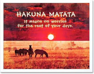 Wee Blue Coo Hakuna Matata No Worries Africa Quote Motivation Typography Art Print Framed Poster Wall Decor Kunstdruck Poster Wand-Dekor-12X16 Zoll