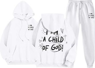 Generic Ensemble D&eacute;contract&eacute; Pour Femme Deux Pi&egrave;ces Sweat &Agrave; Capuche Avec Imprim&eacute; Lettres Confortable Pullover Sweat Et Pantalon De Jogging Pour Port Pour Femm