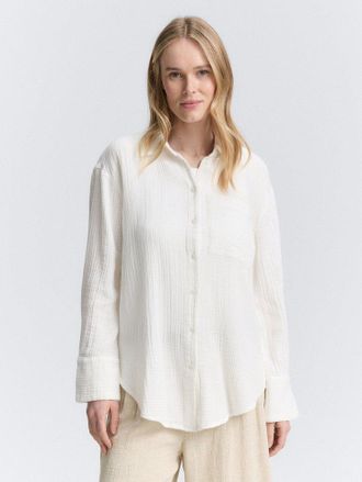 Tom Tailor Langarmbluse Blusen & Shirts Oversize Musselin Hemdbluse